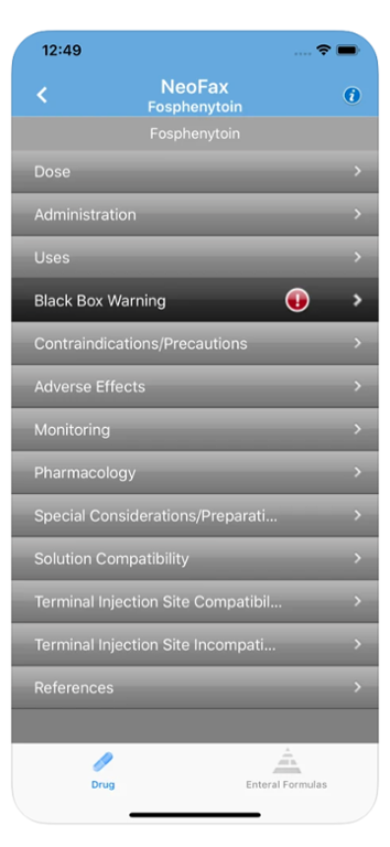 Micromedex NeoFax App (iOS) | All Campuses | My Pitt