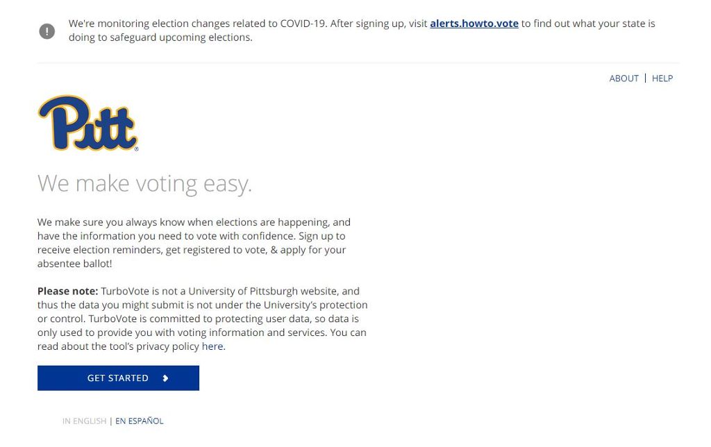 Pitt Votes (Turbo Vote) | All Campuses | My Pitt