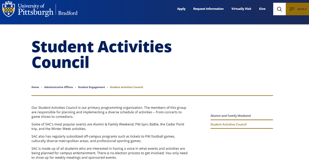 Student Activities Council (SAC) | Bradford | My Pitt