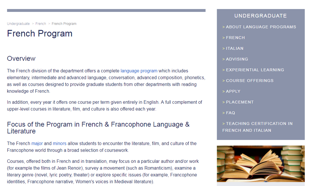 Take a French Class (Department of French and Italian Languages and ...
