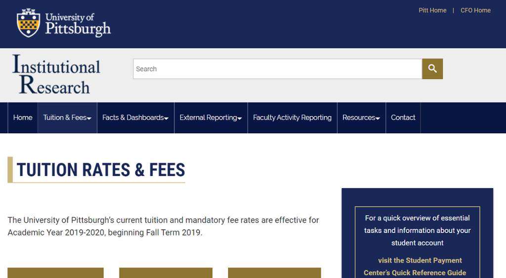 Tuition and Fees (Institutional Research) | All Campuses | My Pitt