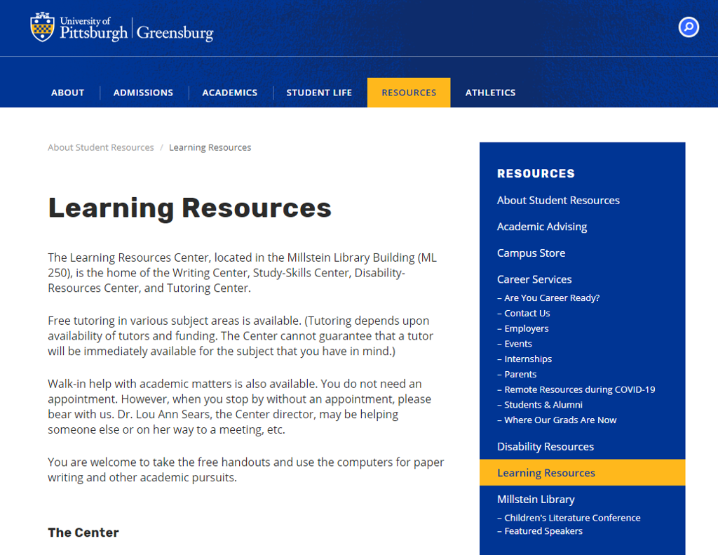 Writing Center | Greensburg | My Pitt